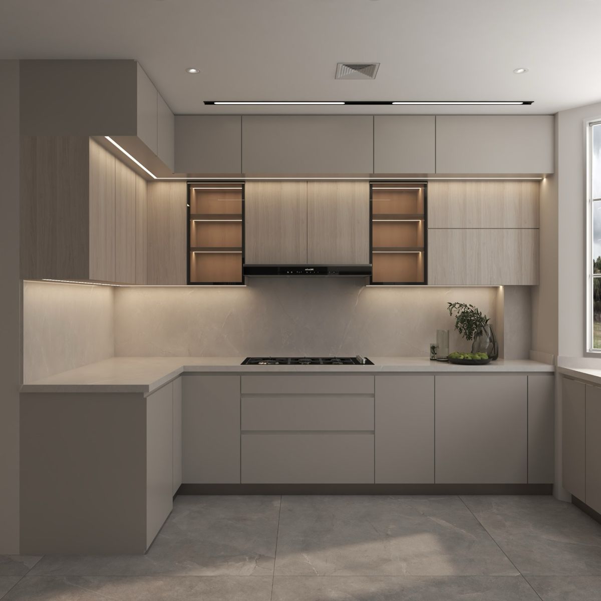 Cocinas melamina en L - TAUPE – FAMUZE